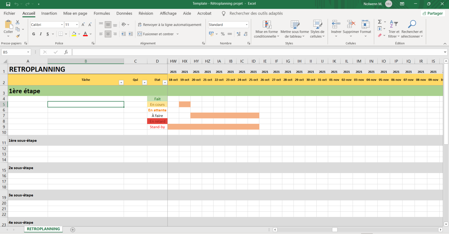 Un rétroplanning Excel pour organiser tes projets pro - Eléphante ta vie